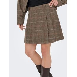 Only Damen Karorock "ONLRICCA LIFE CHECK MW SKIRT OTW", braun, Gr. XL, kariert, Web, Obermaterial: 90% Polyester, 10% Wolle, R&ouml;cke