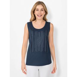 Inspirationen Damen Shirttop, blau, Gr. 38, gemustert, mehrfarbig, 50% Baumwolle, 50% Modal, Tops