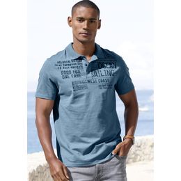 John Devin Herren Poloshirt "mit Print", blau, Gr. M, bedruckt, Slub, Obermaterial: 100% Baumwolle, Shirts, Regular-Fit, aus Slub-Qualit&auml;t, mit Print