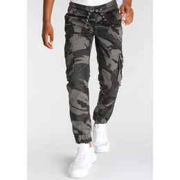 Kidsworld M&auml;dchen Cargohose "in coolen Tarnfarben", grau, Gr. 158, tarnfarben, Twill, Obermaterial: 98% Baumwolle, 2% Elasthan, Hosen, mit l&auml;ssigen