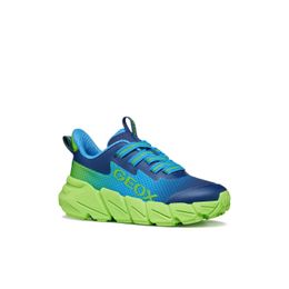 Geox Damen Sneaker "J FLEXYPER FAST BOY", Gr. 33hellblau, lime, Lederimitat, Textil, Mesh, kontrastfarbene Details, Schuhe, Slipper mit auff&auml;lliger