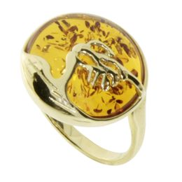 OSTSEE-SCHMUCK Damen Fingerring "- Windfl&uuml;chter 15 mm - Gold 333/000 - Bernstein", 58, gold, Fingerringe