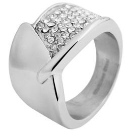 Adelia&acute;s ADELIA ́S Damen Fingerring "Damen Ring aus Edelstahl mit Strass Steinchen", 54, Edelstahlsilber, Edelstahl, Fingerringe