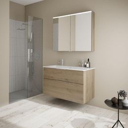 Burgbad Eqio Schrank mit Slim Keramik-Doppelwaschtisch, mit Spiegelschrank, SHCQ102F6423C0001G0146,