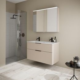 Burgbad Eqio Schrank mit Slim Keramik-Doppelwaschtisch, mit Spiegelschrank, SHCQ102F6583C0001G0200,