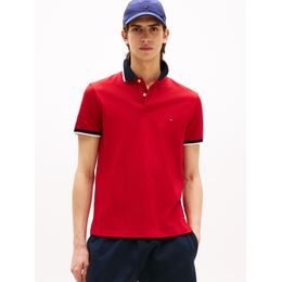 Tommy Hilfiger Herren Poloshirt "CONTRAST COLLAR CUFF REG POLO", rot, Gr. L, Piqu&eacute;, Obermaterial: 96% Baumwolle, 4% Elasthan, Shirts