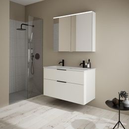 Burgbad Eqio Schrank mit Slim Keramik-Doppelwaschtisch, mit Spiegelschrank, SHCQ102F2009C0001G0200,