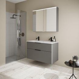 Burgbad Eqio Schrank mit Slim Keramik-Doppelwaschtisch, mit Spiegelschrank, SHCQ102F6584C0001G0200,