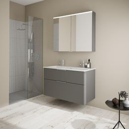 Burgbad Eqio Schrank mit Slim Keramik-Doppelwaschtisch, mit Spiegelschrank, SHCQ102F6584C0001G0146,