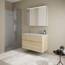 Burgbad Eqio Schrank mit Slim Keramik-Doppelwaschtisch, mit Spiegelschrank, SHCQ102F3180C0001G0146,