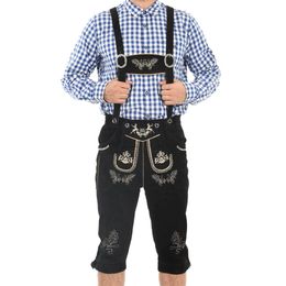 Herren Trachtenlederhose "ASGustl", schwarz, Gr. 58, Alessandro Salvarini, 100% Rindsleder, Hosen, Lederhose in Trachtenstil mit Stickerei und