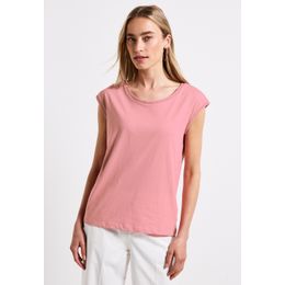 Street One Damen T-Shirtblush peach, Gr. 46, unifarben, Web, 100% Baumwolle, Shirts, aus reiner Baumwolle
