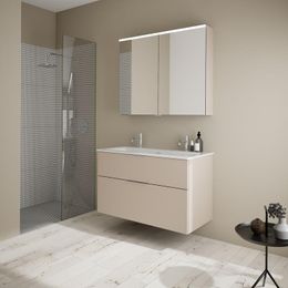 Burgbad Eqio Schrank mit Slim Keramik-Doppelwaschtisch, mit Spiegelschrank, SHCQ102F6583C0001G0146,