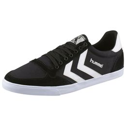 Hummel Sneaker "Slimmer Stadil Canvas Low", Gr. 38, schwarz-wei&szlig;, Textil, Veloursleder, Schuhe