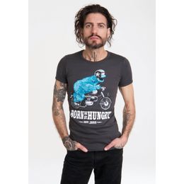 logoshirt Herren T-Shirt "Sesamstra&szlig;e - Kr&uuml;melmonster Motorrad", grau, Gr. XS, bedruckt, 100% Baumwolle, Shirts, mit lizenziertem Print