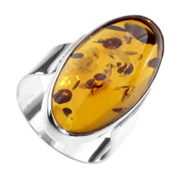 OSTSEE-SCHMUCK Damen Fingerring "- Classic 30x13 - Silber 925/000 - Bernstein", 54, silber, Fingerringe