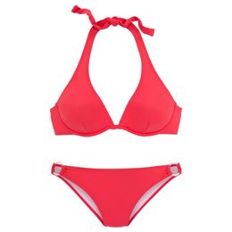 Chiemsee Damen B&uuml;gel-Bikini, rot, Gr. 36, unifarben, Polyamid, Bikini-Sets, mit silbernem Zierring