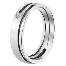 Adelia&acute;s ADELIA ́S Damen Fingerring "Damen Ring aus Edelstahl mit Strass Steinchen", 54, Edelstahlsilber, Edelstahl, Fingerringe