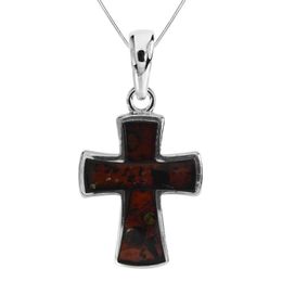 OSTSEE-SCHMUCK Damen Kette mit Anh&auml;nger "- Kreuz 23 x 18 mm - Silber 925/000 - Bernstein", 42, Silber 925 (Sterlingsilber), silber, Silber 925