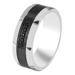 Adelia&acute;s ADELIA ́S Herren Fingerring "Herren Ring aus Edelstahl mit Strass Steinchen", 66, Edelstahl, schwarz, Edelstahl, Fingerringe