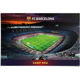 Poster Reinders "Barcelona - Camp Nou Fu&szlig;ball - Stadion - Spanien", bunt (farbe bild(er): mehrfarbig), B:91,5cm H:61cm, Papier, Bilder, Poster