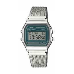 Chronograph CASIO VINTAGE, silberfarben, petrol, Armbanduhren, Damen, Chronograph, Quarzuhr, Armbanduhr, Damenuhr, Herrenuhr, Edelstahlarmband, digital
