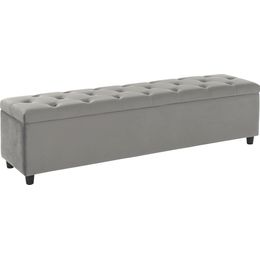 Bettbank Home Affaire "Relaxy", grau, B:140cm H:41,5cm T:40cm, Massivholz, Polyester, Sperrholz, Sitzb&auml;nke, Bettbank, gesteppt, mit Staufach