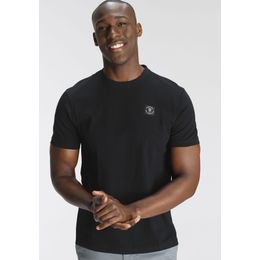 DELMAO Herren Rundhalsshirt, schwarz, Basic, Gr. L, unifarben, Single Jersey, Obermaterial: 100% Baumwolle, Shirts, Kurzarm, Regular Fit, basic, aus