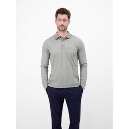 Lerros Herren Langarm-Poloshirt, grau, Gr. L, unifarben, Single Jersey, Obermaterial: 52% Baumwolle, 48% Polyester, Shirts, mit Brusttasche und
