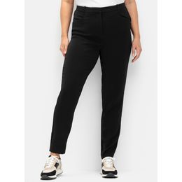 sheego Damen Webhose, schwarz, Gr. 48, unifarben, 100% Polyester, Hosen