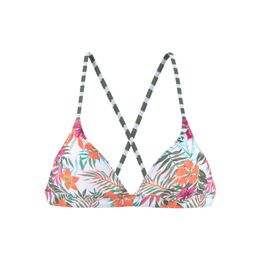 Venice Beach Damen Triangel-Bikini-Top "Summer", wei&szlig;, Gr. 38, floral, gestreift, Polyamid, Xtra Life LYCRA, Bikini-Oberteile, mit gekreuzten Tr&auml;gern