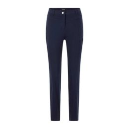 GOLDNER Damen Stoffhose "Bengalinhose mit L&auml;ngsn&auml;hten", blau, Gr. 42, Obermaterial: 67% Baumwolle CO. 28% Polyamid PA. 5% Elasthan EL., Hosen, Sattel