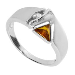 OSTSEE-SCHMUCK Damen Fingerring "- Benita - Silber 925/000 - Bernstein/Zirk.", 54, silber, Fingerringe