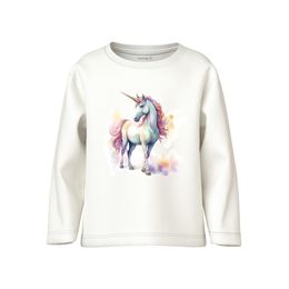 name it M&auml;dchen Langarmshirt "NMFVOTEA LS NREG TOP"cloud dancer print:pink unicorn, Gr. 92, bedruckt, Jersey, Obermaterial: 100% Baumwolle, Shirts,