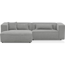Ecksofa "PIARA mit Kedernaht, Cord, Leinenoptik o. Strukturstoff, Couch, L-Form", grau (hellgrau), B:267cm H:66cm T:167cm, 100% Polyester, LeGer Home by Lena Gercke, Sofas, Ecksofa, wahlweise Ottomane rechts/links, schwarze F&uuml;&szlig;e, bequemer Sitzkomfort