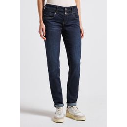 Street One Damen Comfort-fit-Jeansdeep indigo washed, Gr. 36, unifarben, Jeans, 93% Baumwolle, 5% Elastomultiester, 2% Elasthan, Jeans, Middle Waist