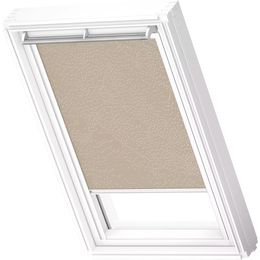 Verdunklungsrollo Velux "DKL 4579SWL", beige (sandbeige gep., wei&szlig;), CK06, stufenlos positionierbar, Polyester, Rollos, Verdunklungsrollo, wei&szlig;e F&uuml;hrungsschienen & Griffleiste