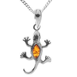 OSTSEE-SCHMUCK Damen Kette mit Anh&auml;nger "- Salamander - Silber 925/000 - Bernstein", 42, Silber 925 (Sterlingsilber), silber, Silber 925