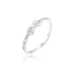 Elli Damen Fingerring "Infinity Glas Kristalle Wei&szlig; 925 Sterling Silber", 54mm,mit Steinen, Silber 925 (Sterlingsilber), 2mm, silber, Silber 925