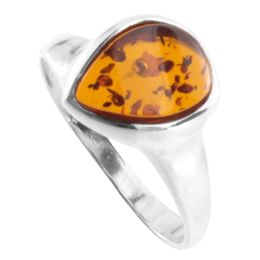 OSTSEE-SCHMUCK Damen Fingerring "- Enela - Silber 925/000 - Bernstein", 54, silber, Fingerringe