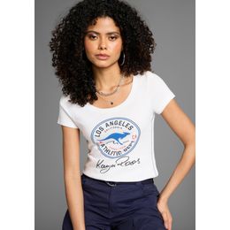Kangaroos Damen T-Shirt, wei&szlig;, Gr. 40, bedruckt, kontrastfarbene Details, Rippware, Obermaterial: 100% Baumwolle, Shirts, Kurzarm, sehr figurbetont,