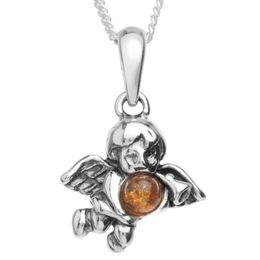OSTSEE-SCHMUCK Damen Kette mit Anh&auml;nger "- Engel - Silber 925/000 - Bernstein", 45, Silber 925 (Sterlingsilber), silber, Silber 925 (Sterlingsilber),