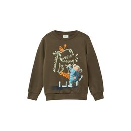s.Oliver JUNIOR Jungen Sweaterbraun, Gr. 140, bedruckt, Sweatware, Obermaterial: 90% Baumwolle, 10% Polyester, Sweatshirts, mit Frontprint