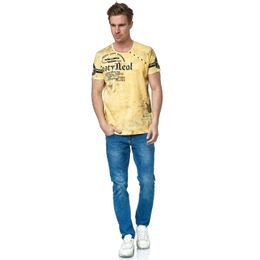 Rusty Neal Herren T-Shirt, gelb, Gr. S, bedruckt, 100% Baumwolle, Shirts, mit coolem Logo-Print