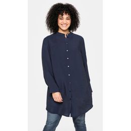 sheego Damen Longbluse, blau, Gr. 44, unifarben, 86% Modal, 14% Polyester, Blusen