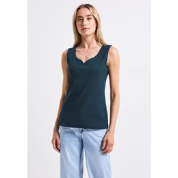 Street One Damen Tr&auml;gertop, blau, Gr. 34, unifarben, Web, 95% Baumwolle, 5% Elasthan, Tops, aus Baumwolle mit Stretchanteil
