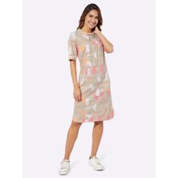 Classic Basics Damen Shirtkleid "Jersey-Kleid", beige, Gr. 40, gemustert, mehrfarbig, Jersey, 100% Baumwolle, Kleider