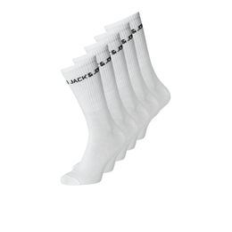 Jack & Jones PlusSize Tennissocken "JACBASIC LOGO TENNIS SOCK 5 PAC PLS NOOS", Herren, Gr. 47 (50), wei&szlig; (wei&szlig; pack:wei&szlig;, wei&szlig;, wei&szlig;, wei&szlig;), Baumwollmischung, JACK & JONES PLUSSIZE, unifarben, normal, Socken Tennissocken