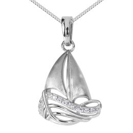 OSTSEE-SCHMUCK Damen Kette mit Anh&auml;nger "- Schiff - Silber 925/000 - Zirkonia", 50, Silber 925 (Sterlingsilber), silber, Silber 925 (Sterlingsilber),