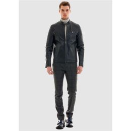 Pierre Cardin Herren Lederjacke, blau, Gr. S, unifarben, 100% Lederimitat, Jacken, in modischer Leder-Optik